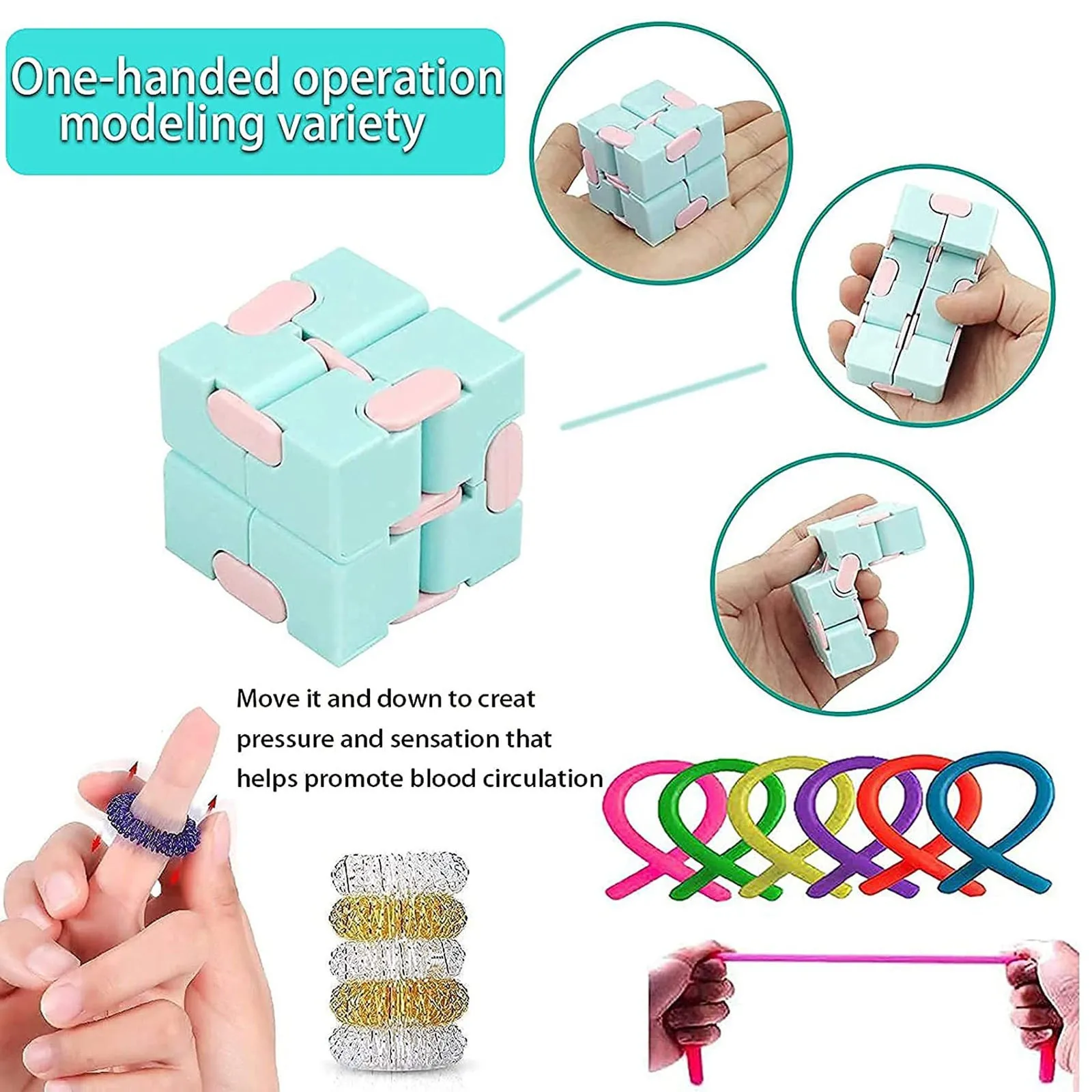 Various Tubes Sensory Fidget Toys Finger Decompression Stretch Pipe ...
