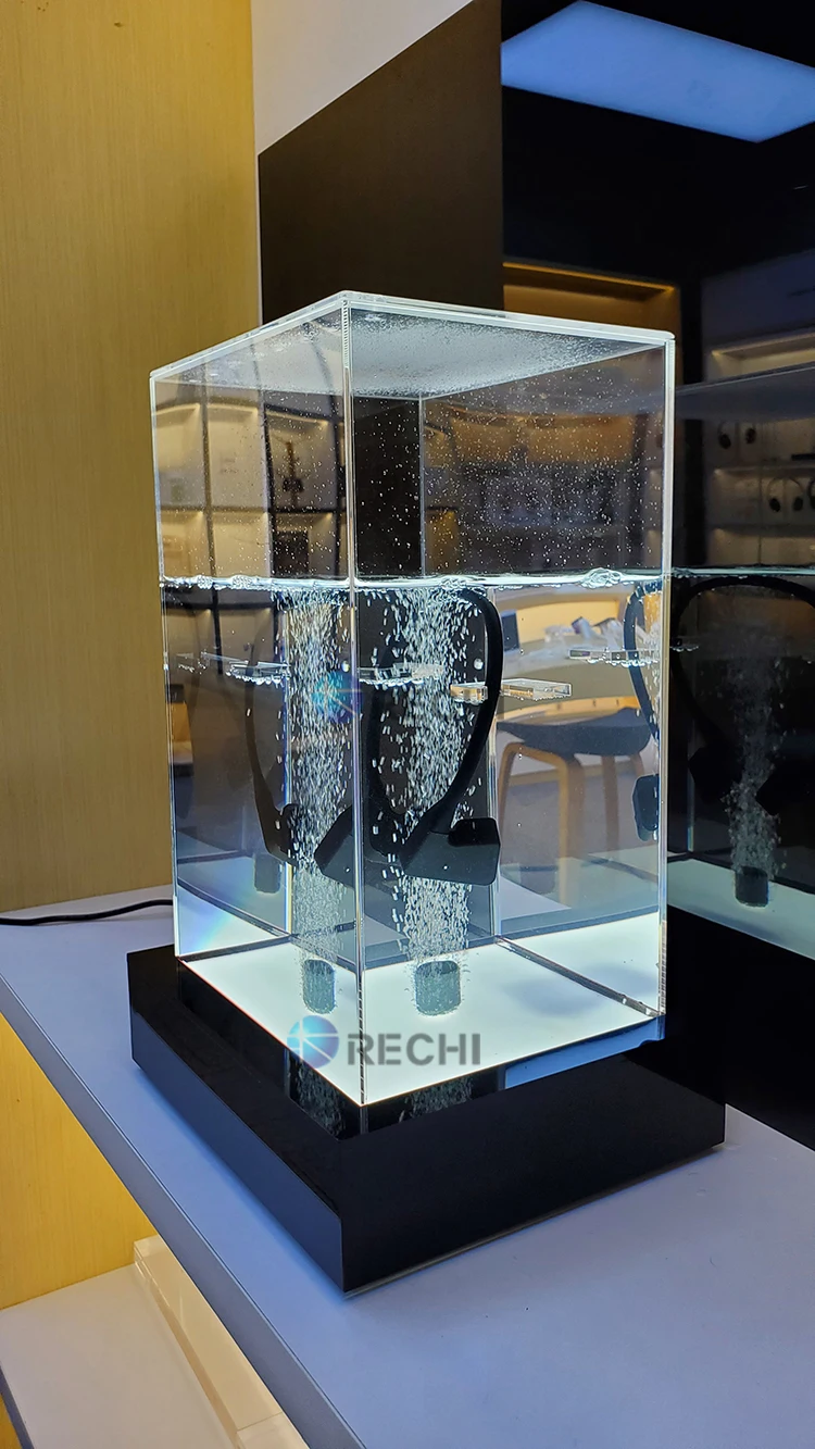 RECHI Custom Counter Illuminated Acrylic Audio Product Display Stand