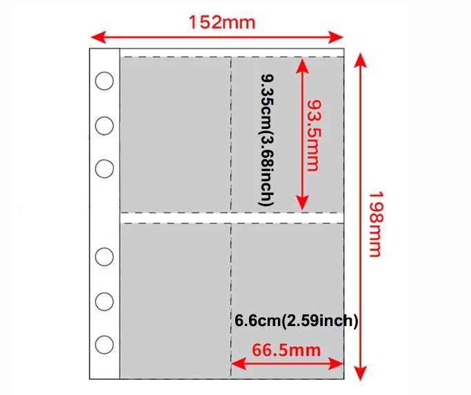 10pcs Single Sided A5 6 Ring Photocards Clear Binder Pages Kpop Photo ...
