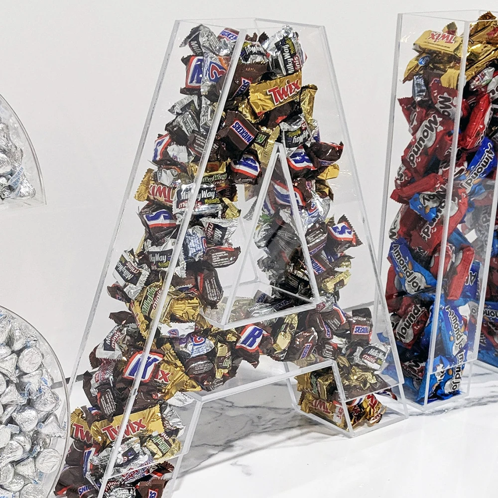 Custom 3D Fillable Acrylic Letters for Wedding Candy Dispensers