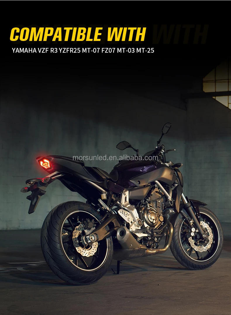 MorSun E-mark Tail Lamp with Turn signal for Yamaha Motorcycle Led Tail ...