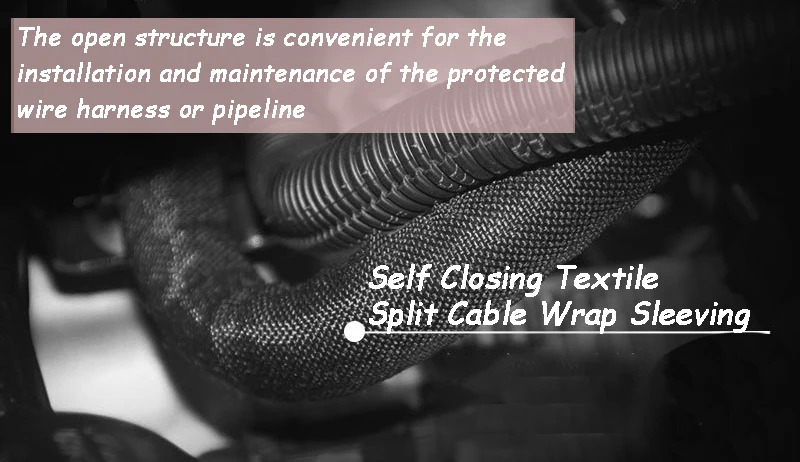 Self Closing Textile Split Flexible Braided Cable Wrap Sleeving Split ...
