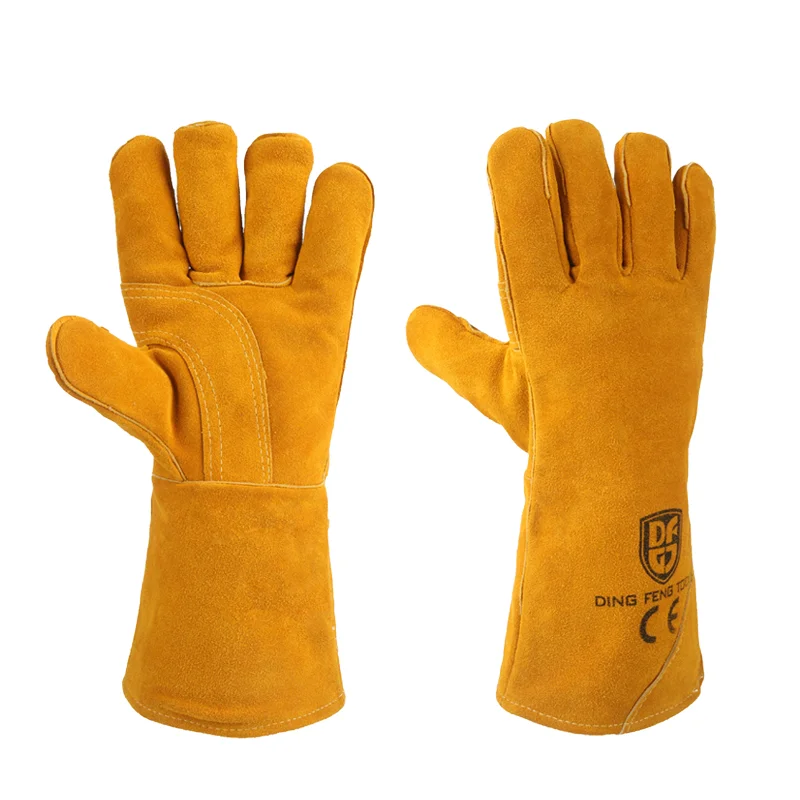 Factory Fashion Long Cuff Cowhide Split Leather Work Gardening Heavy ...