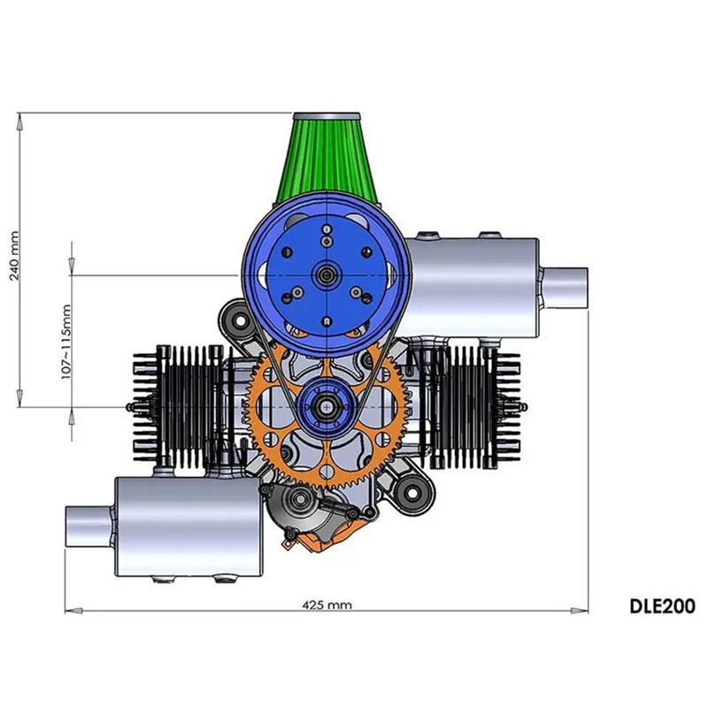 NEW DLE200 200CC Gasoline Engine for Paramotor - 23HP Power, Standard ...