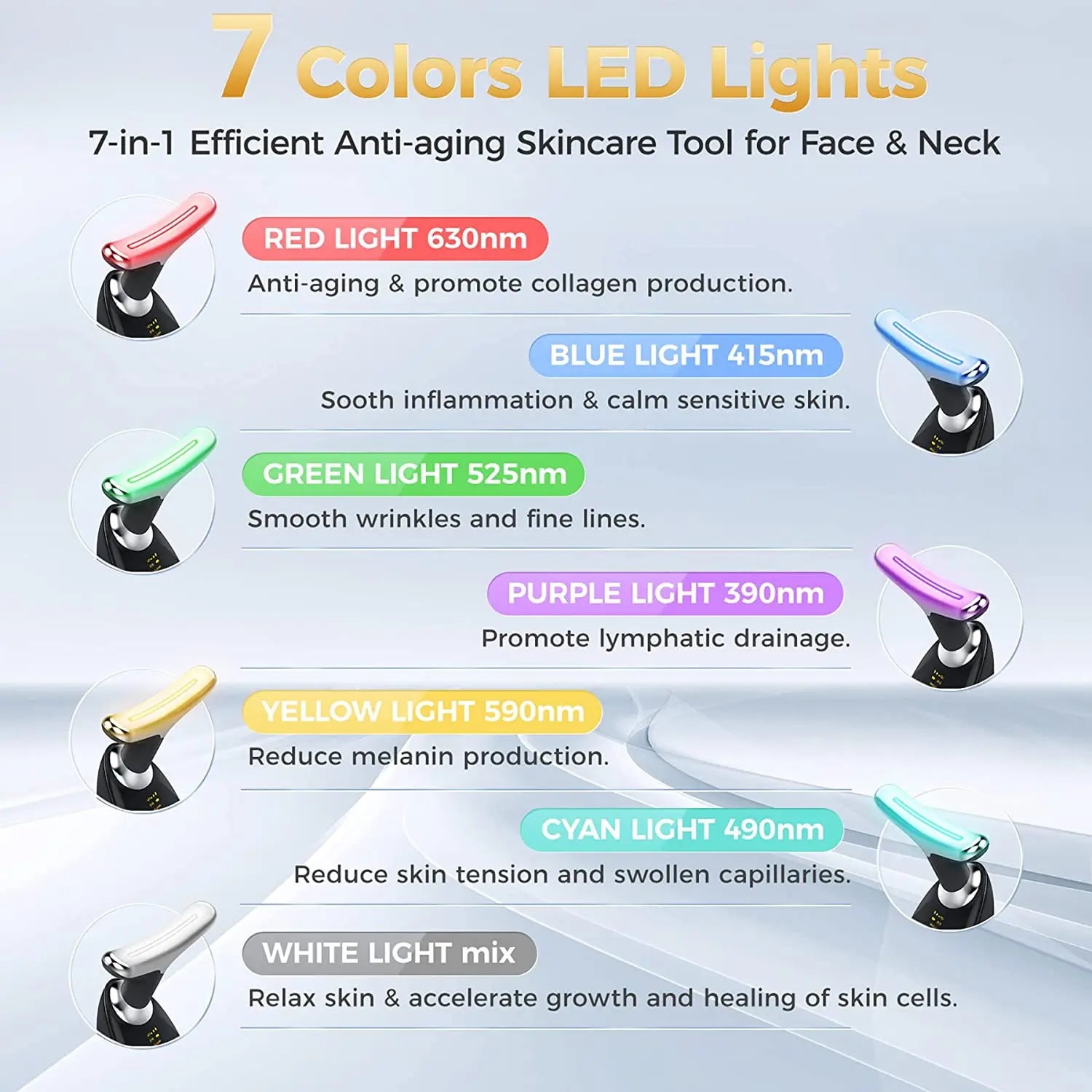 7-in-1 Red Light Therapy Electric Face Neck Lifting Treatment Massager ...