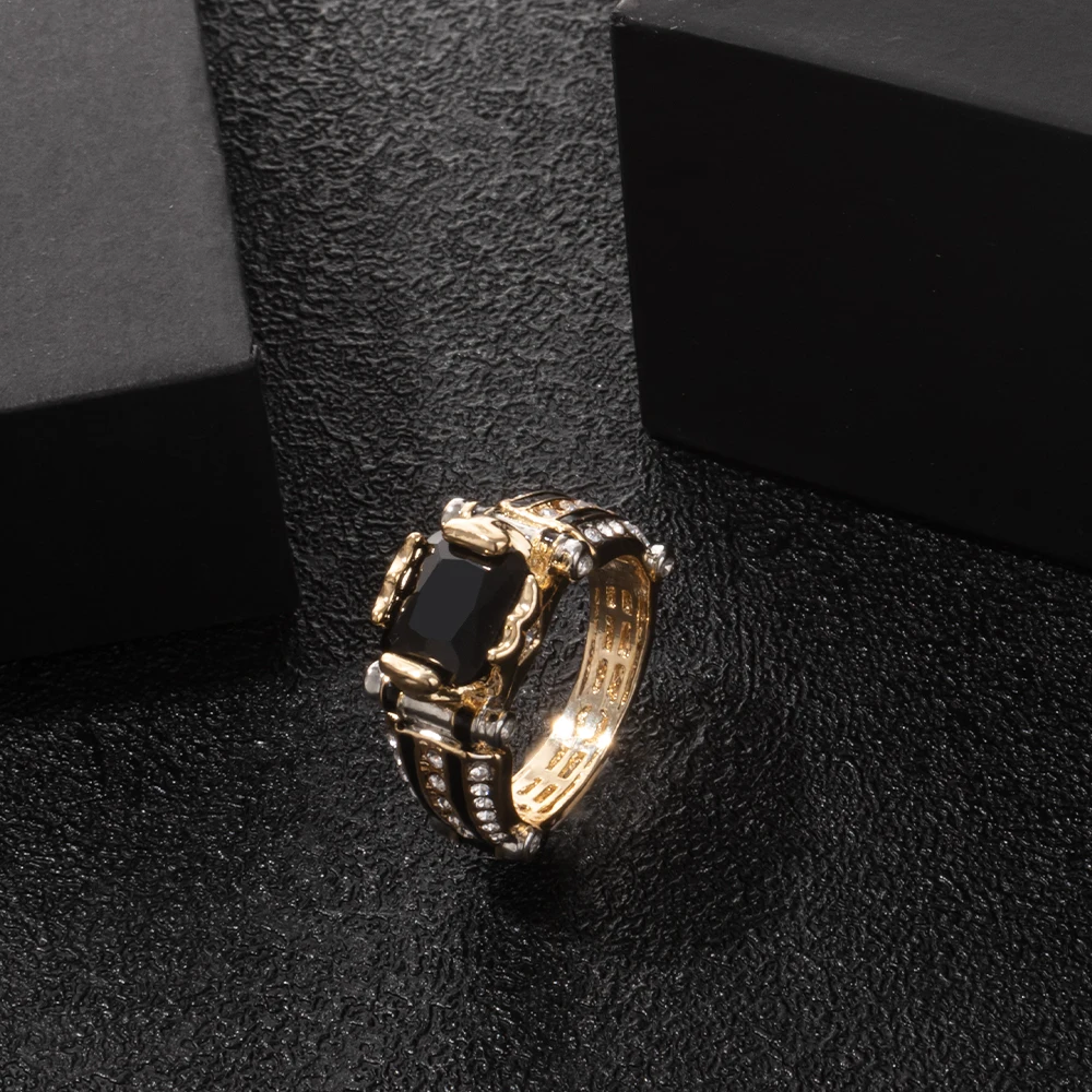 Trendy Hot Sale Zircon Gold Plated Gemstone Rings For Men Engagement ...