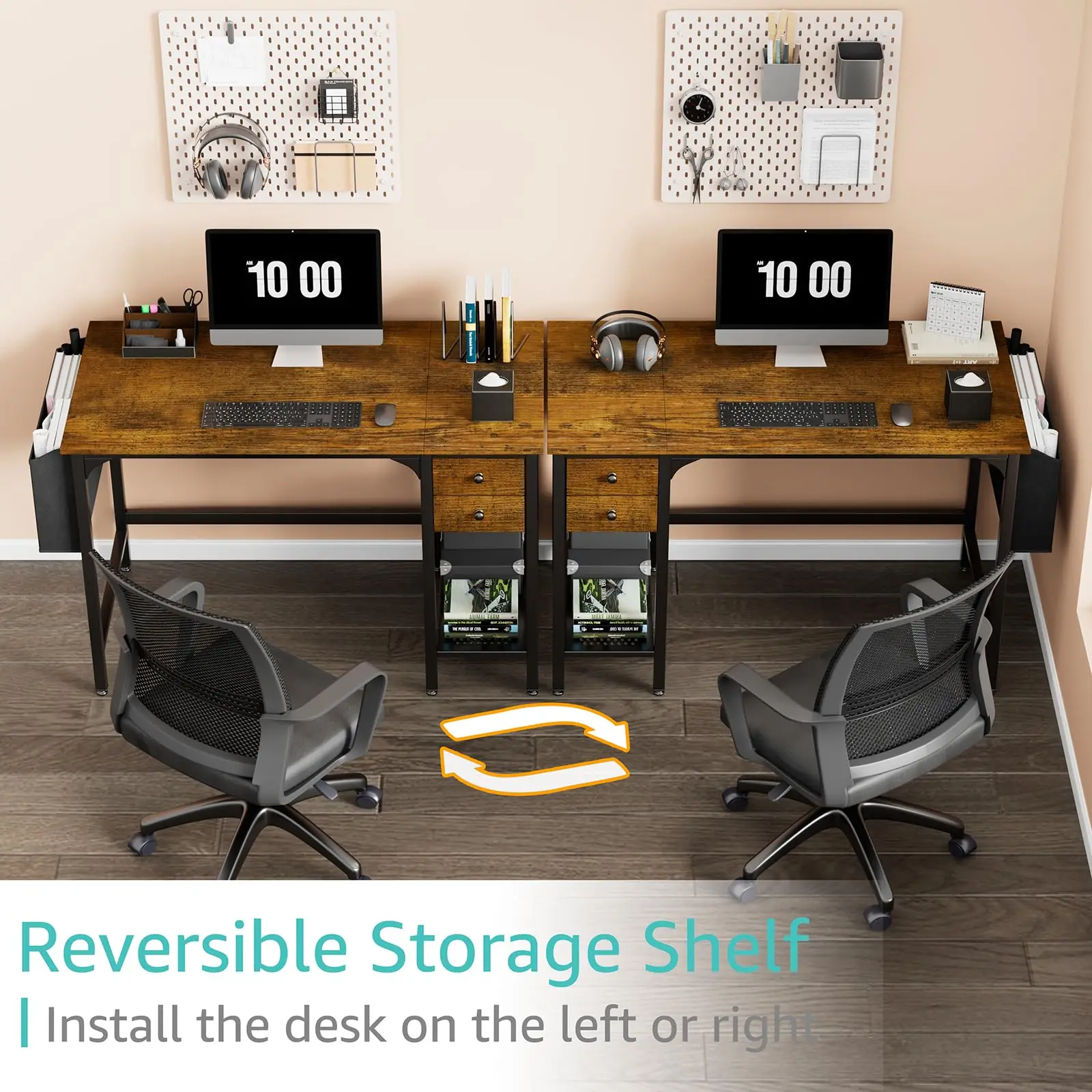 White Small Desk With Drawers - 40 Inch Computer Desk For Small Space ...