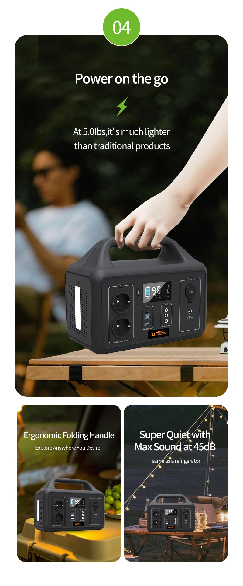 600w Portable Power Station Solar Panel System For Home Camping Travel ...