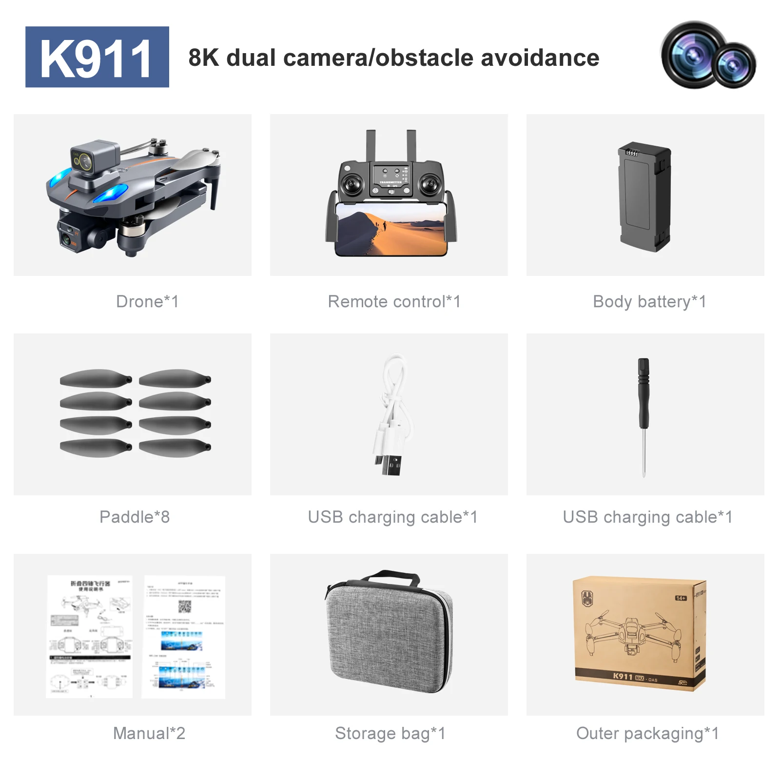 K911 Max Drone - 5G GPS Obstacle Avoidance Foldable Quadcopter