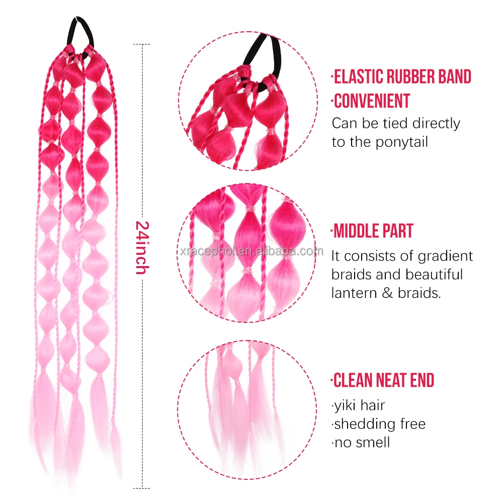 Multi-colors 24 Inch Kids Bubble Ponytail 5-6 Strands Pre Twisted ...