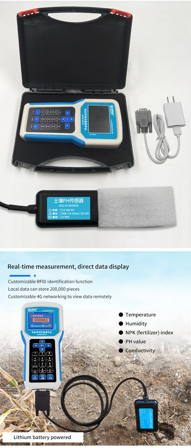 Real Time Display Portable Soil Electrical Conductivity Sensor ...