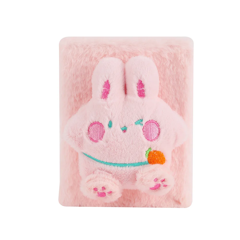 School Kids Fluffy Diary Cartoon Cute Mini Small Plush Notebook for Girls