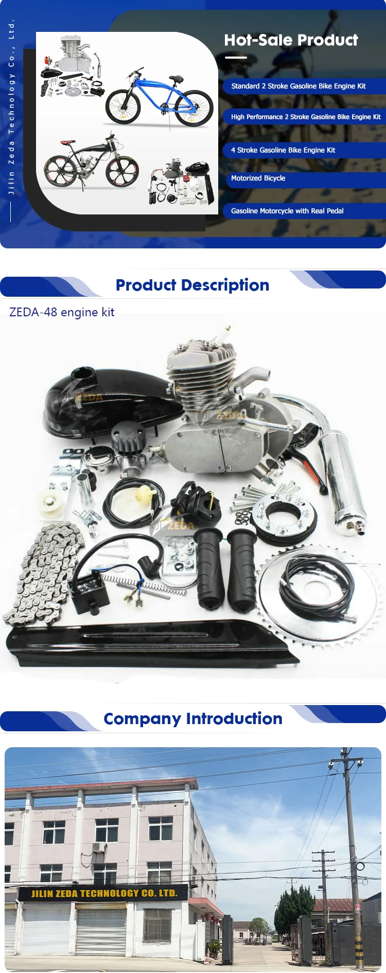 48cc Moped Push Bike Motor - 2 Stroke Gas Bike Engine Kit