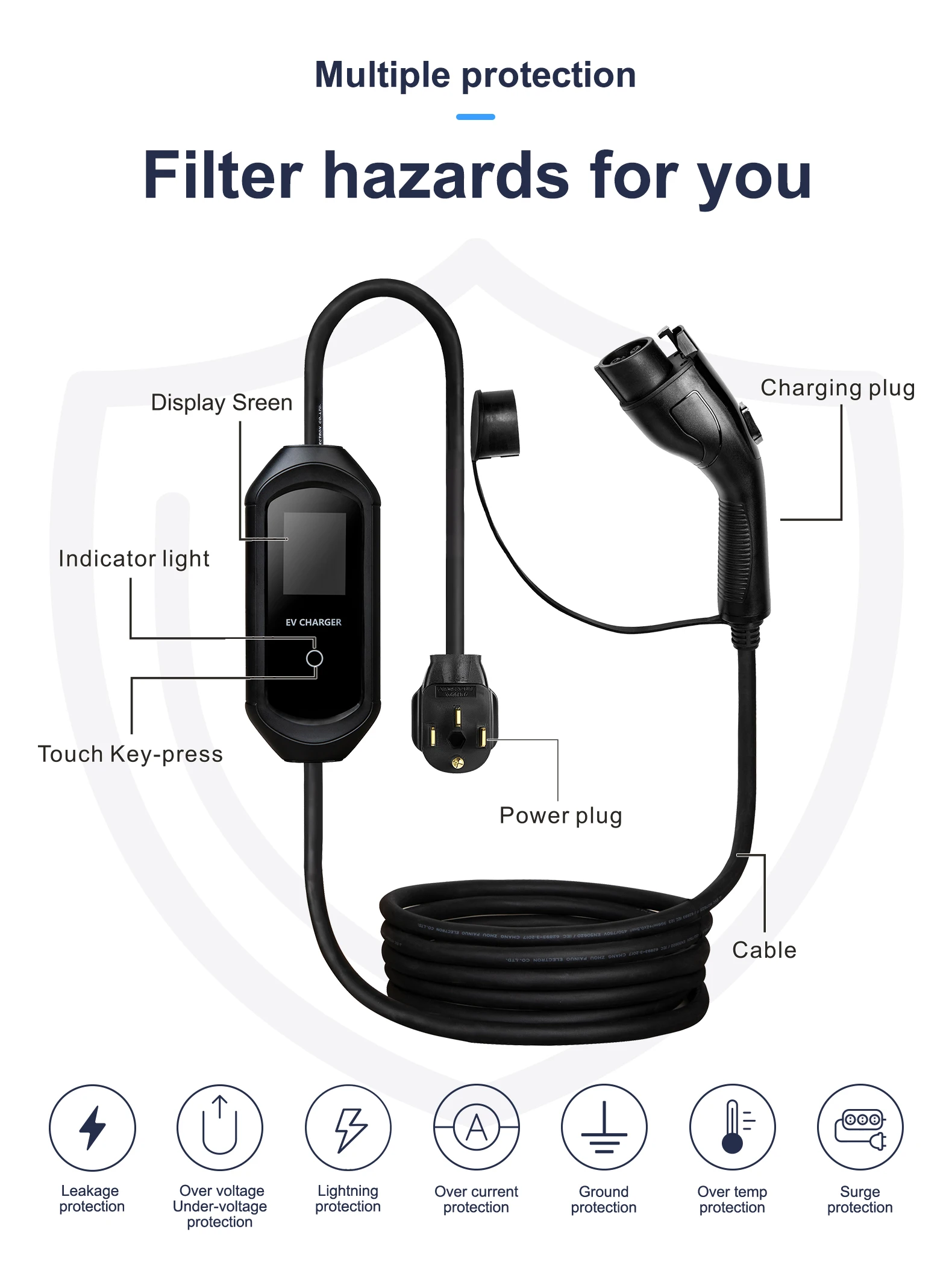 Ac Electric Car Charging Station Oem Small Movable Home Use Intelligent 3.5 Kw 8a 10a 13a 16a ...