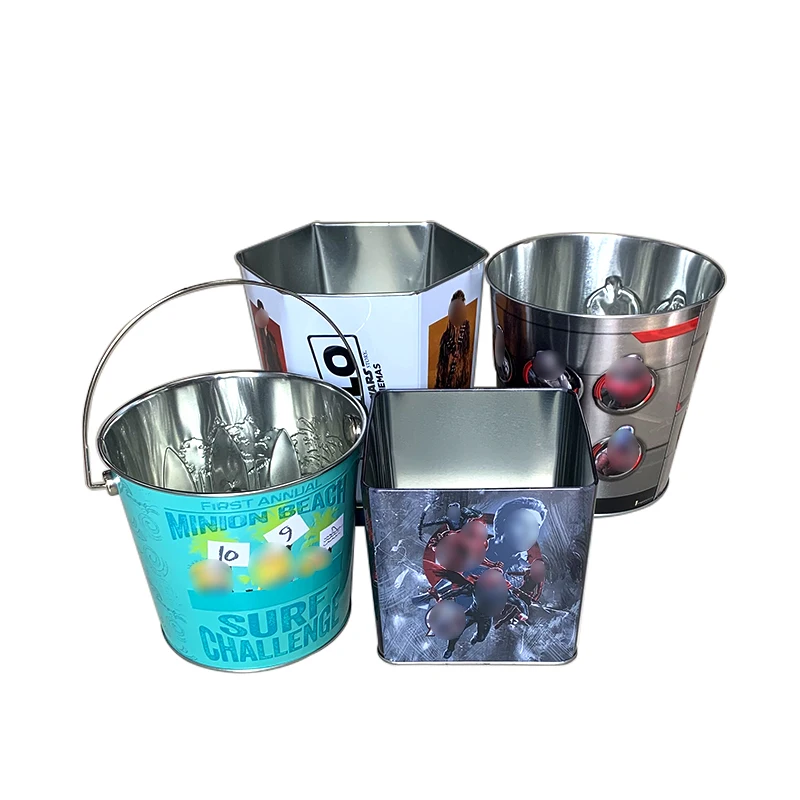 Customized Printing Food Safety Octagon Metal Popcorn Tin Bucket Tin ...