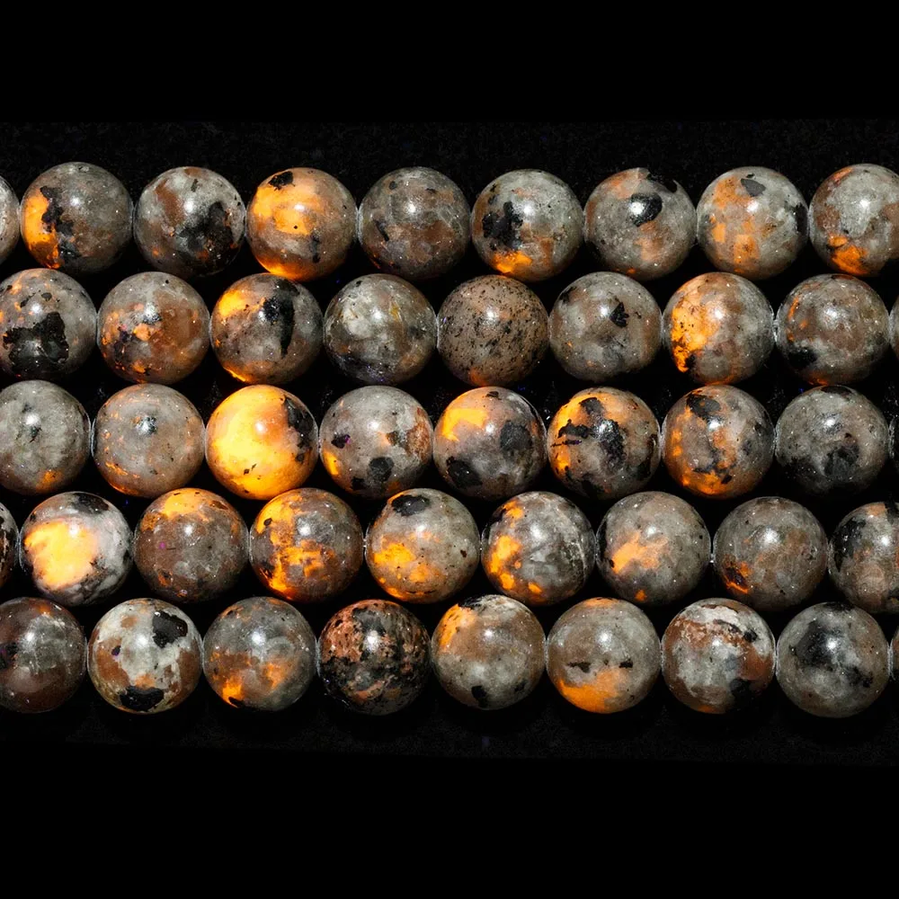 4-12mm Natural Flame Stone Beads Yooperlite Stone Round Loose Beads For ...