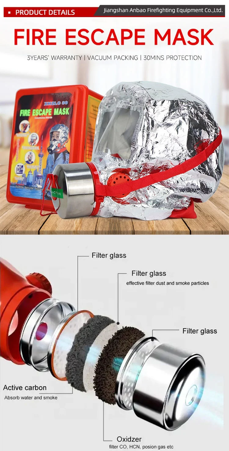 Self-rescue Full Face Hood Mask Safety Fire Fighting Equipment Anti Gas ...