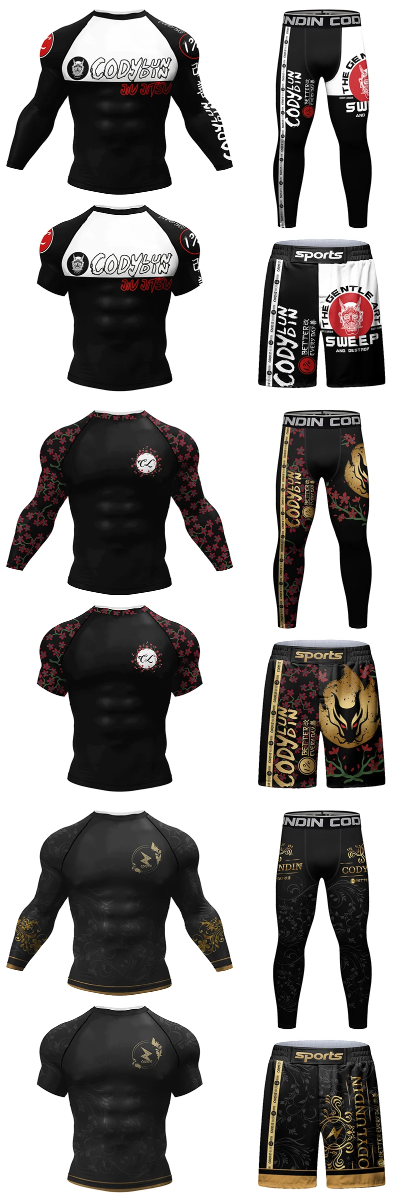 Cody Lundin Wesing Adults Sports Rash Guard Suit for MMA No-Gi and Gi ...