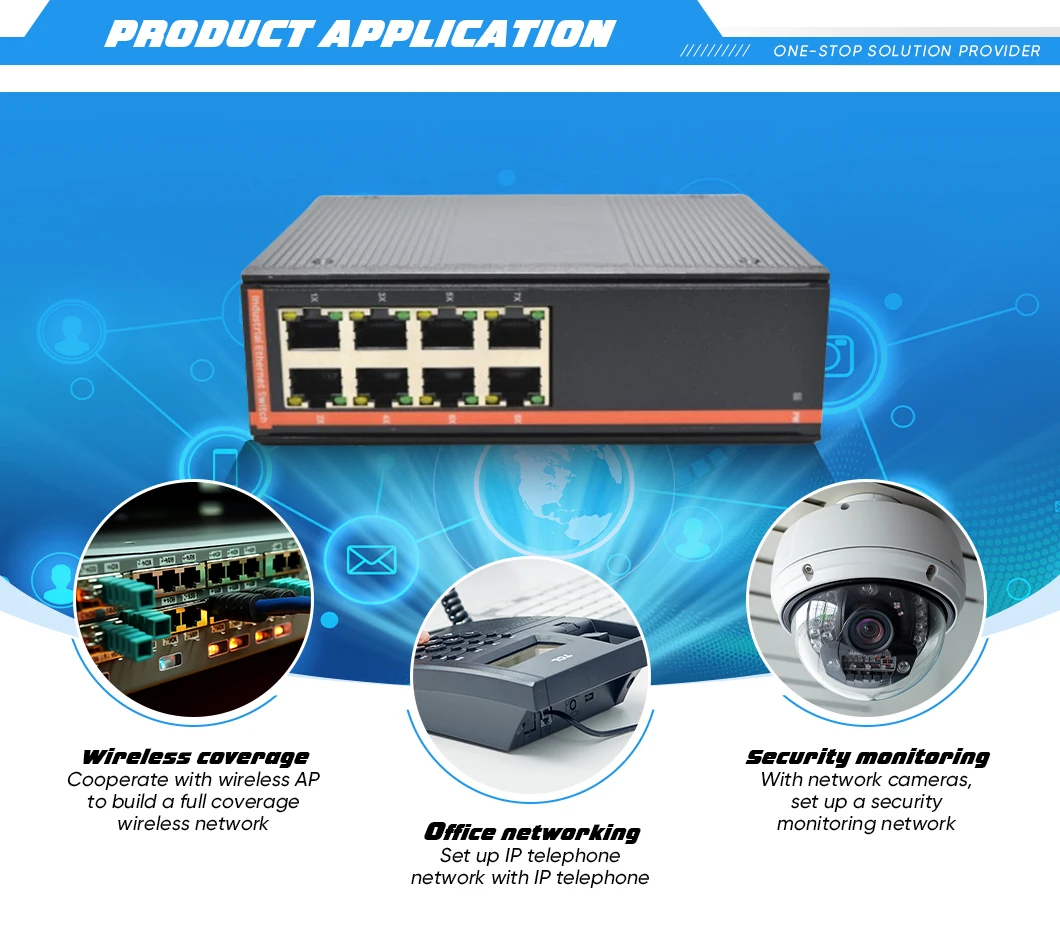 Din Rail Industrial Ethernet Transceiver 8* 10/100m Rj45 Electrical ...