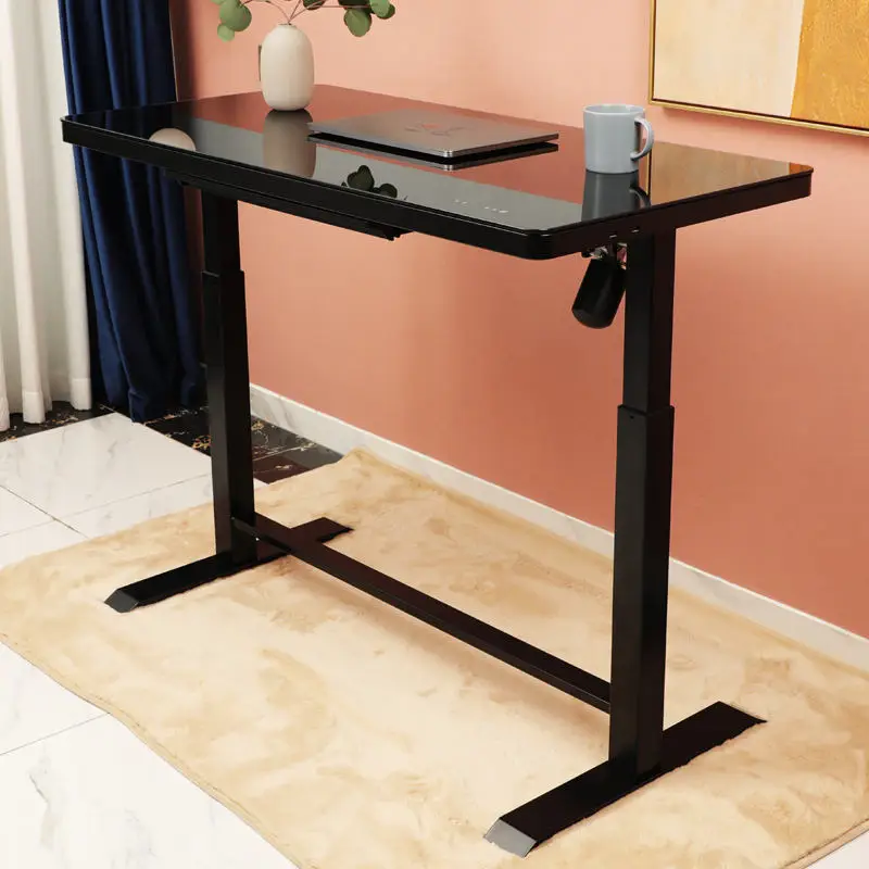 Modern Height Adjustable Standing Desk with Tempered Glass Top Electric ...
