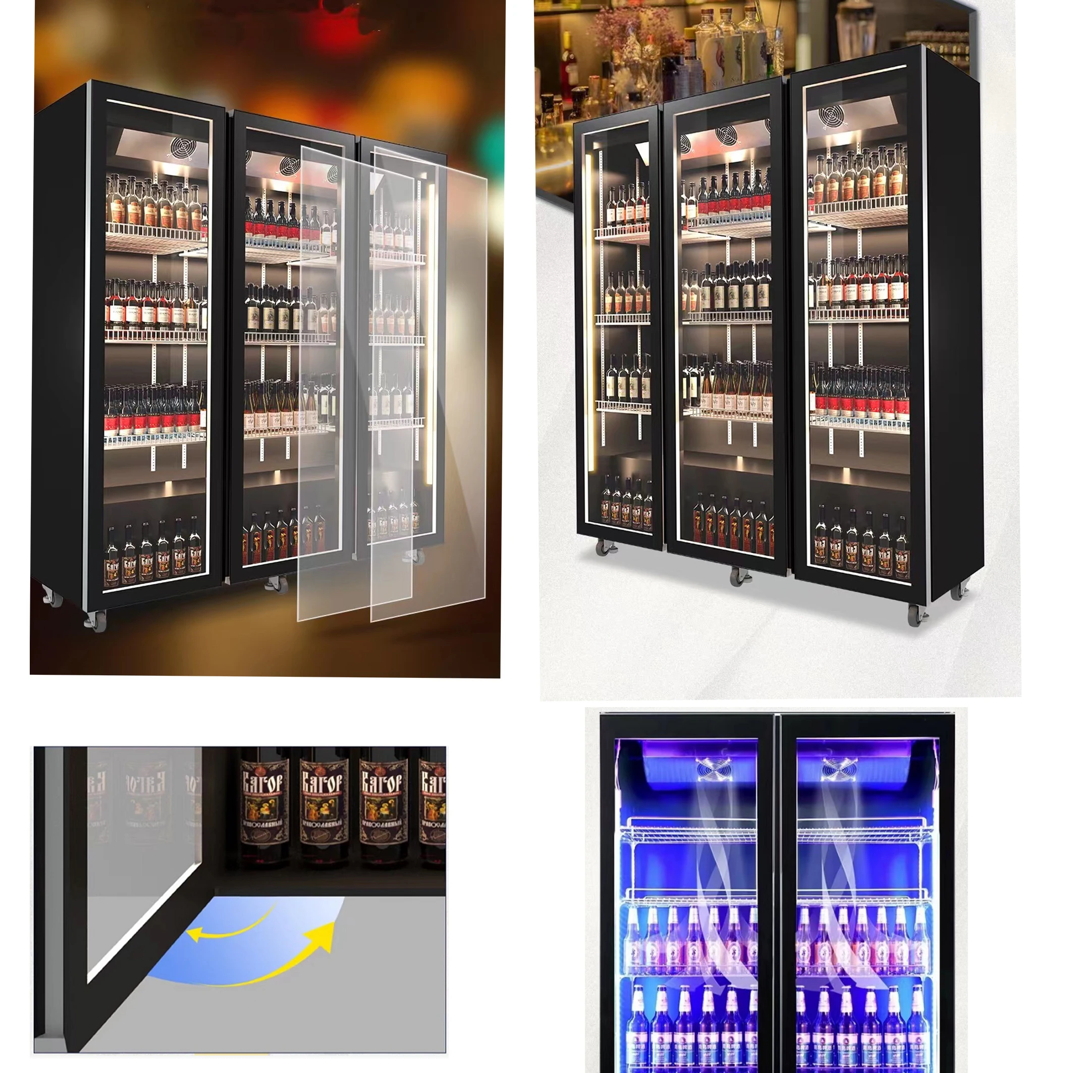 3 Glass Doors Beverage Chiller Display Refrigerator Freezer Upright ...