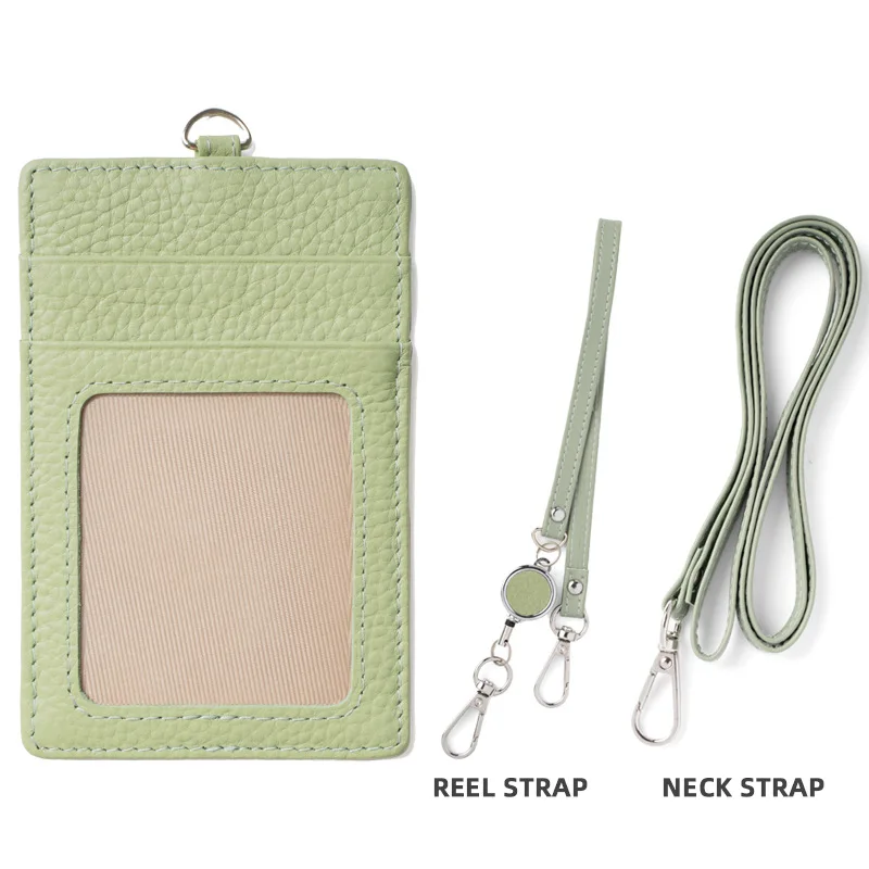 Leather Multi-functional Folding ID Card Holder Neck Lanyard Staff ...