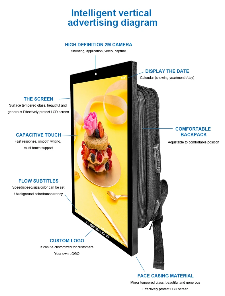 21.5" Digital Billboard Walking Mobile Backpack Advertising Player