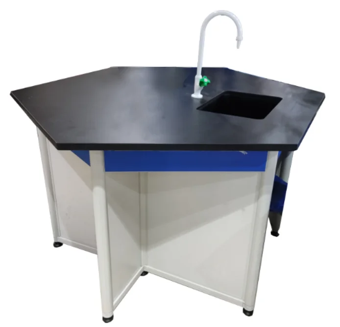 Laboratory Hexagonal Table with Faucet Customizable Laboratory ...