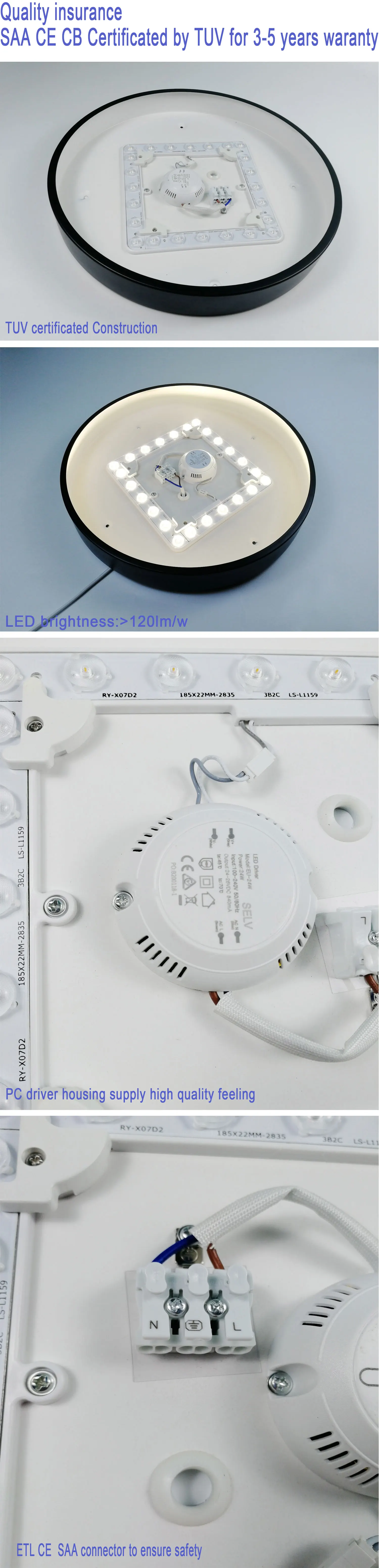 Golden Ceiling Light - Modern 24W LED Panel for Living Room