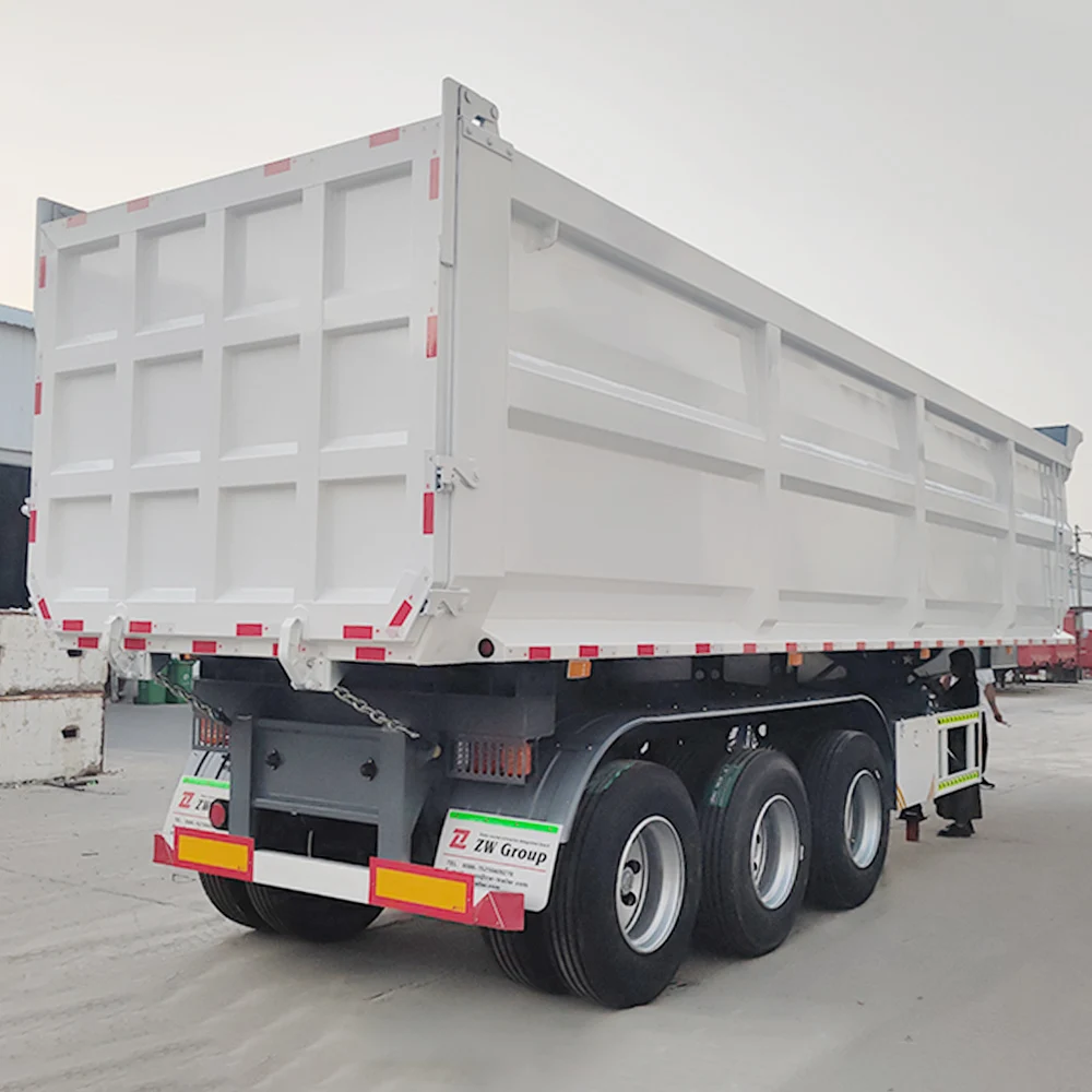 Zw Group 3 4 Axleu Type End Dump Trailer Tipper Semi Truck Dump Semi ...