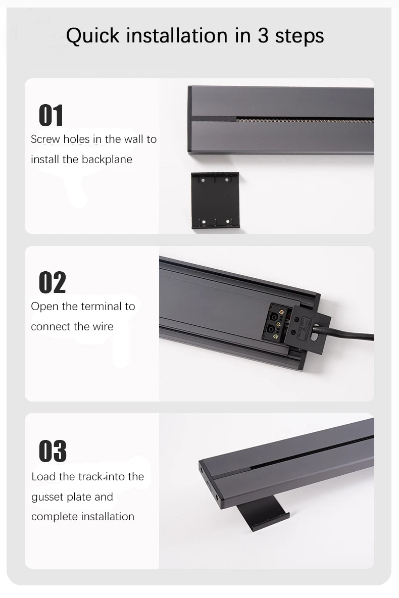 Aluminum Wall Track Socket - Movable Modular Power Rail