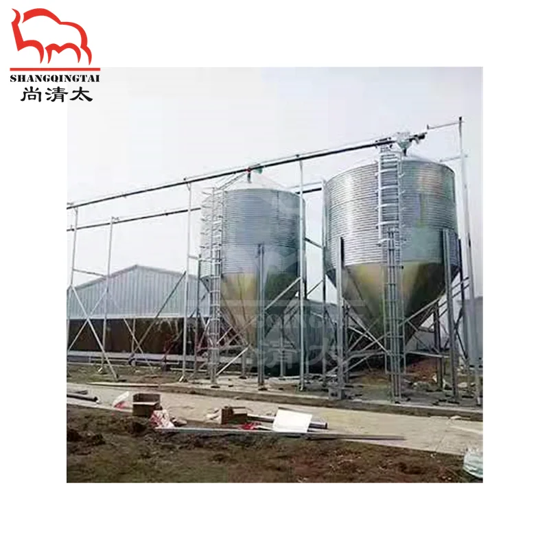 7 Tons Silo Feed Bin Automatic Feeding Line For Piggery Equipment Feed ...