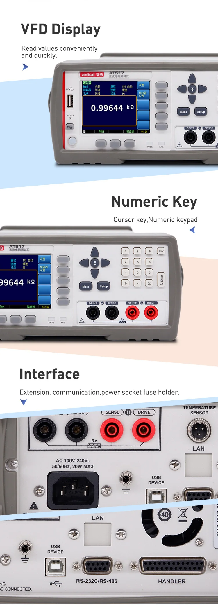 Anbai AT517 DC Resistance Meter - Precision & Custom Support