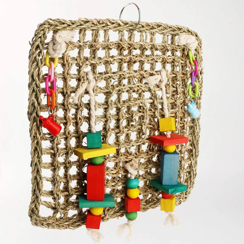 Premium Handmade Grass Woven Climbing Net Bird Toy Parrot Chew Net Toy ...