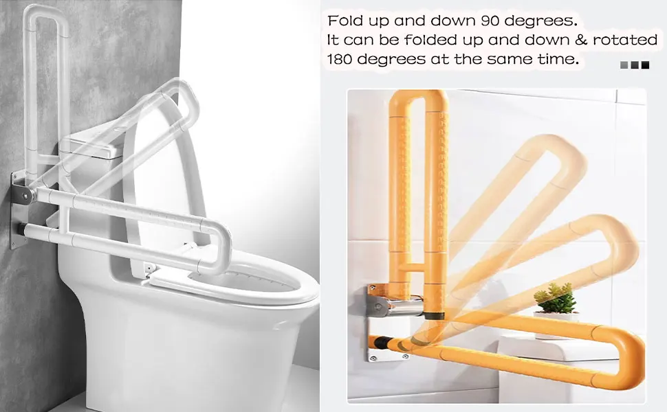 U Shape Fold Up Plastic And Stainless Steel Grab Bar Abs Nylon Bathroom ...