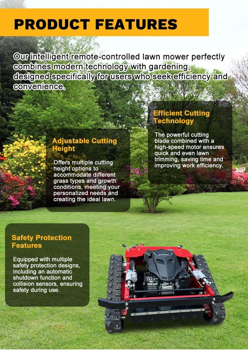 1000mm Home Lawn Sweeper Remote Control Mowers for Slopes