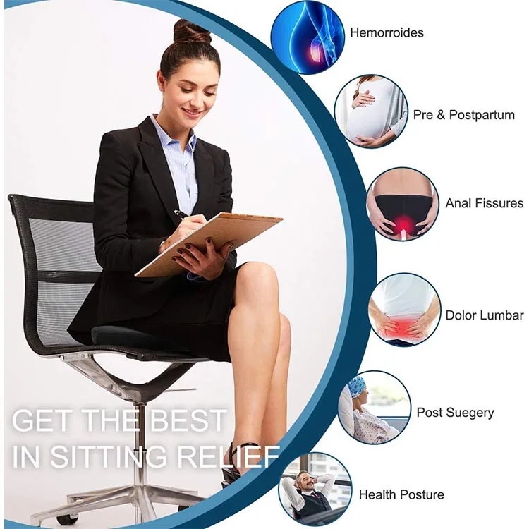 18-inch Black Donut Hemorrhoid Tailbone Chair Cushion