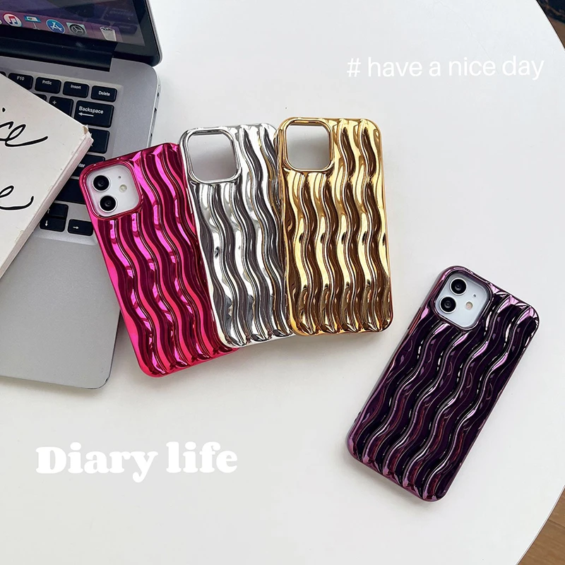 Wave Pattern Most Loved Style for iphone 15 14 Pro Plated Phone case ...