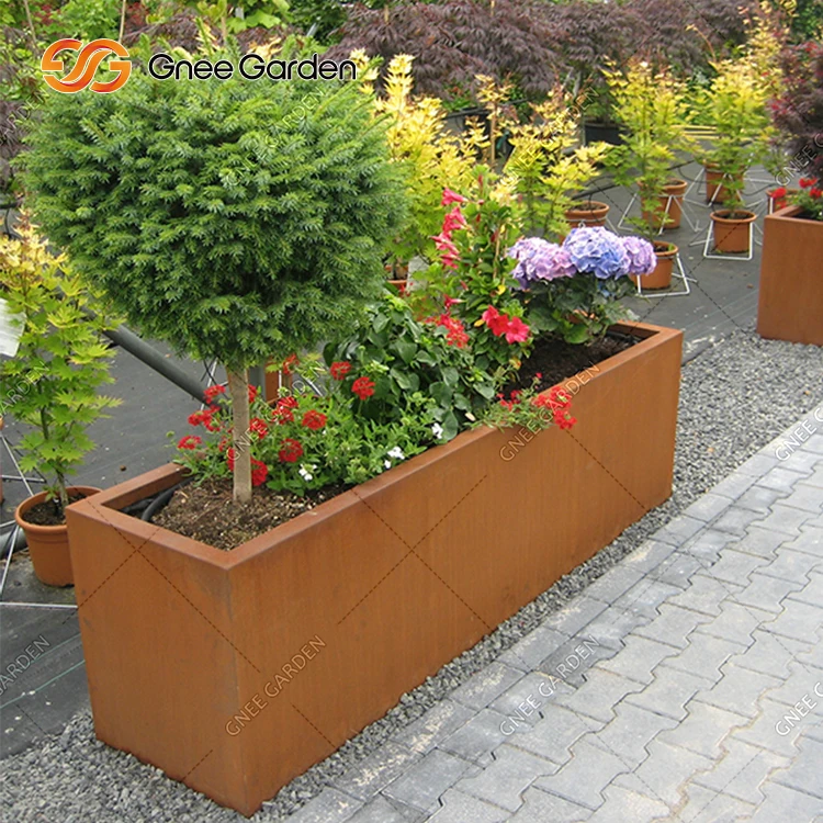 modern design long box corten steel planter corten steel outdoor garden ...