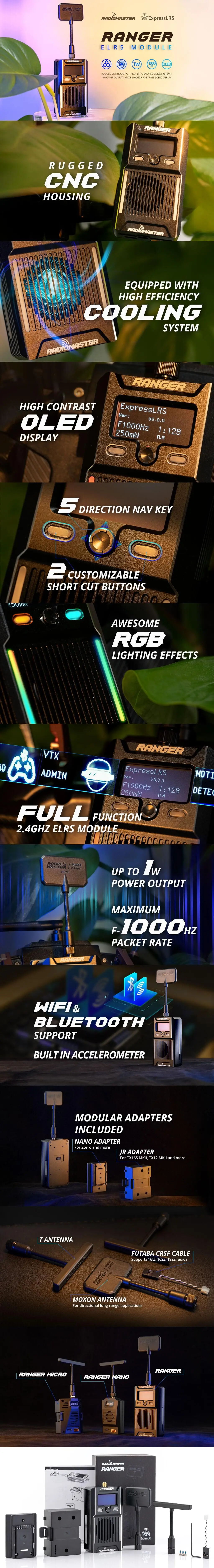 Radiomaster Ranger 2.4ghz Elrs Module Combo Set Rp1 Rp2 Receiver Rc Fpv ...