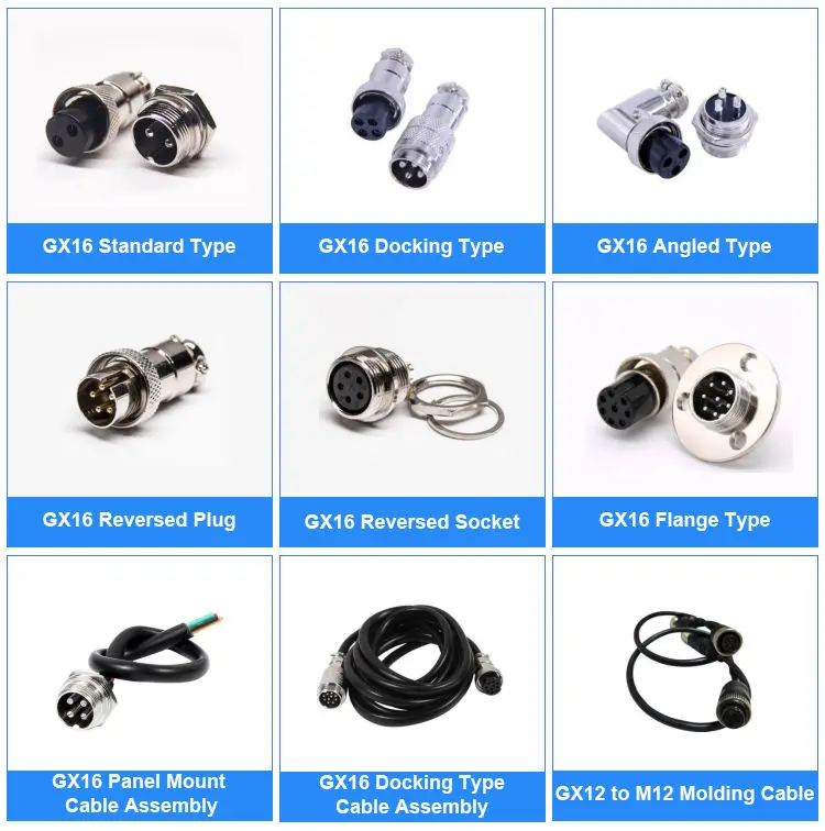 Gx16 2 Pin Aviation Connector Connectors Male Female Metal Flange ...