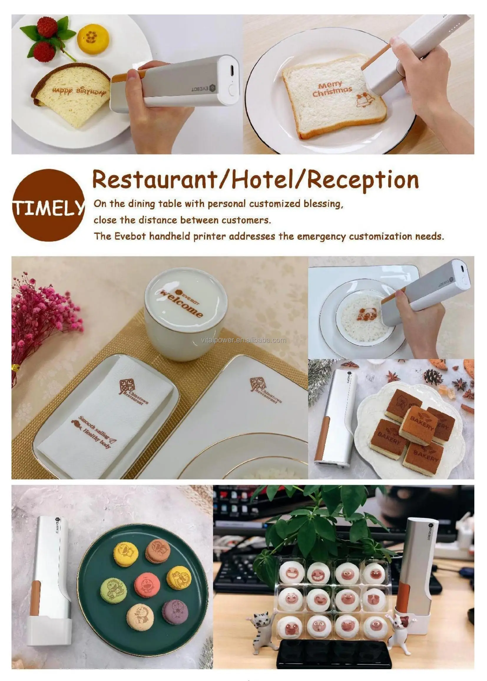 EVA Handheld Printer with Universal Guide Ruler - Compatible for Coffee ...