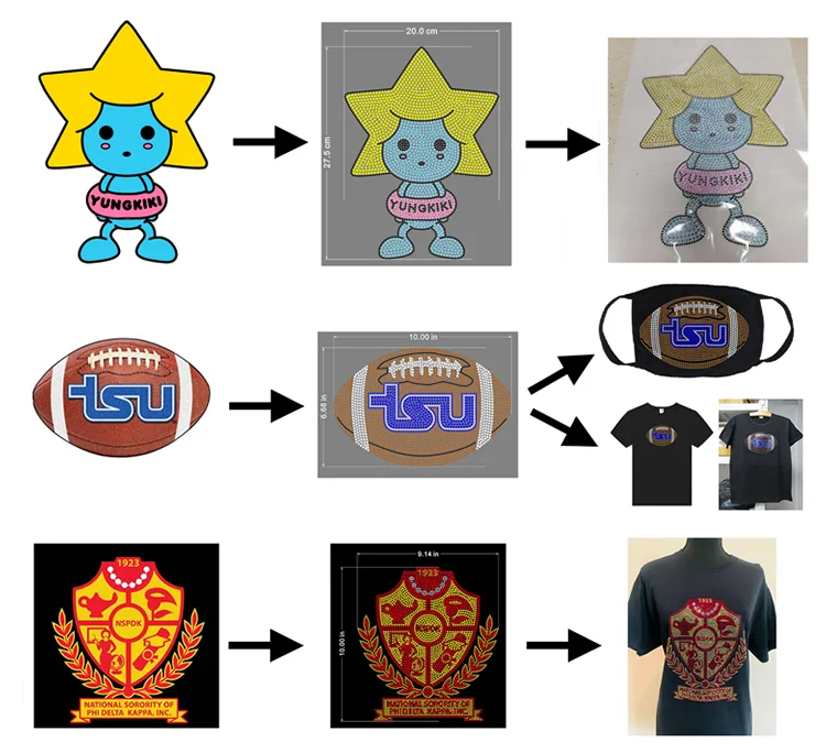 Custom Rhinestone Logo Heat Transfer Design - Hotfix Rhinestones