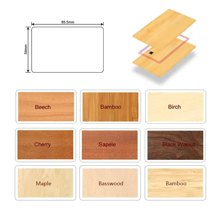 Customized Eco-friendly Material Bamboo Wood Rfid Card 13.56mhz 1k 4k ...