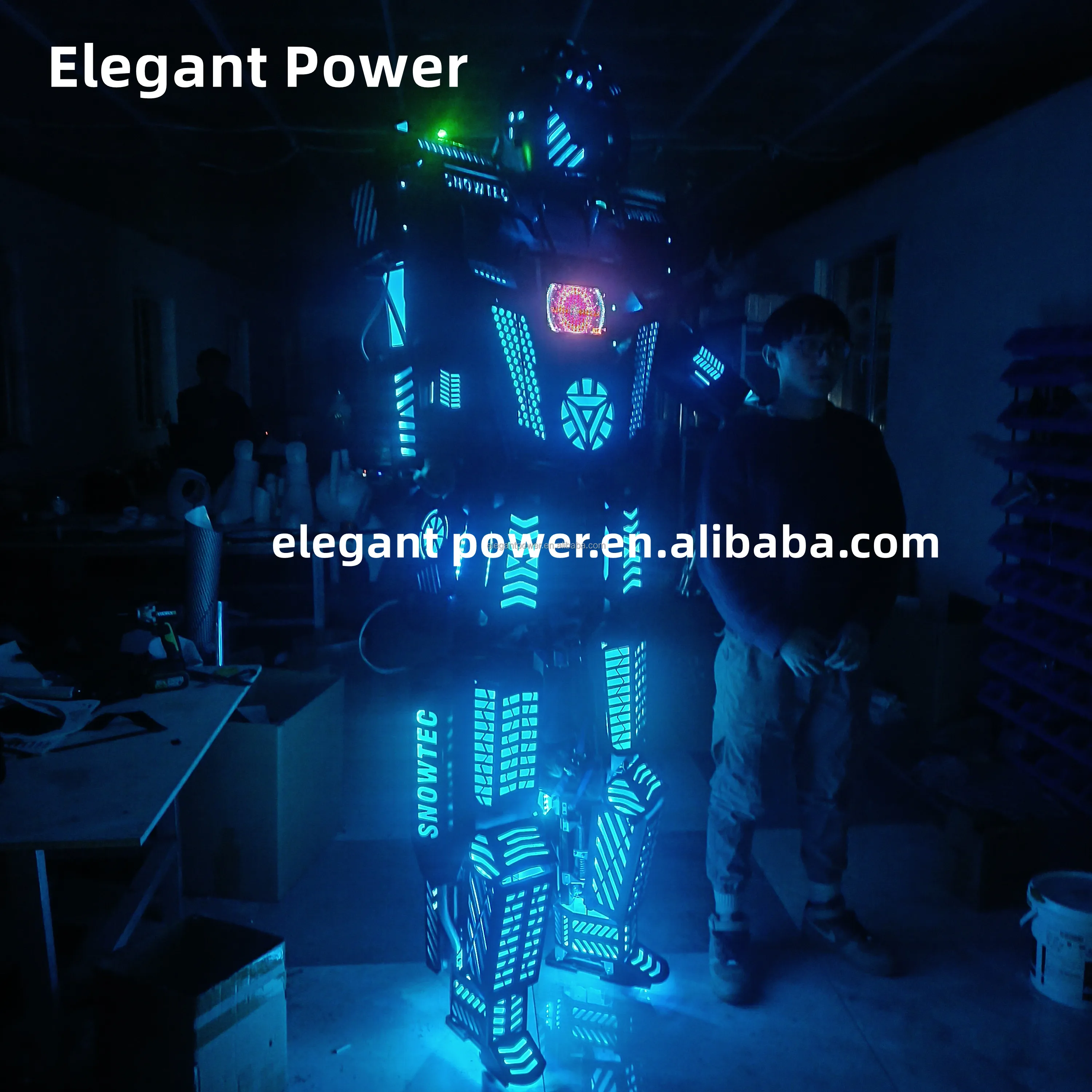 2024 Night Club LED Plastic Stilts Walker Robot Costume