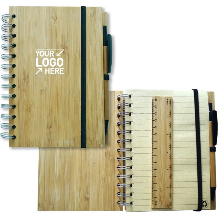 Custom Logo Printed A5 Bamboo Wood Notebook Eco Laser Logo Bamboo ...