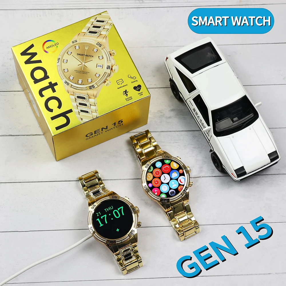 GEN 15 1.39 Inch AMOLED Golden Business Smart Watch 2024 Montres ...