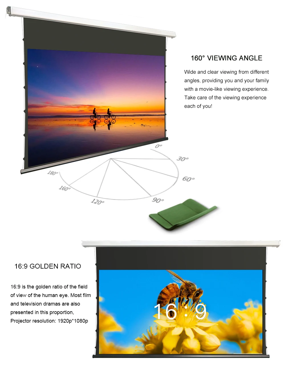 Hot Selling Wupro/oem Electric Drop down Projector Screen