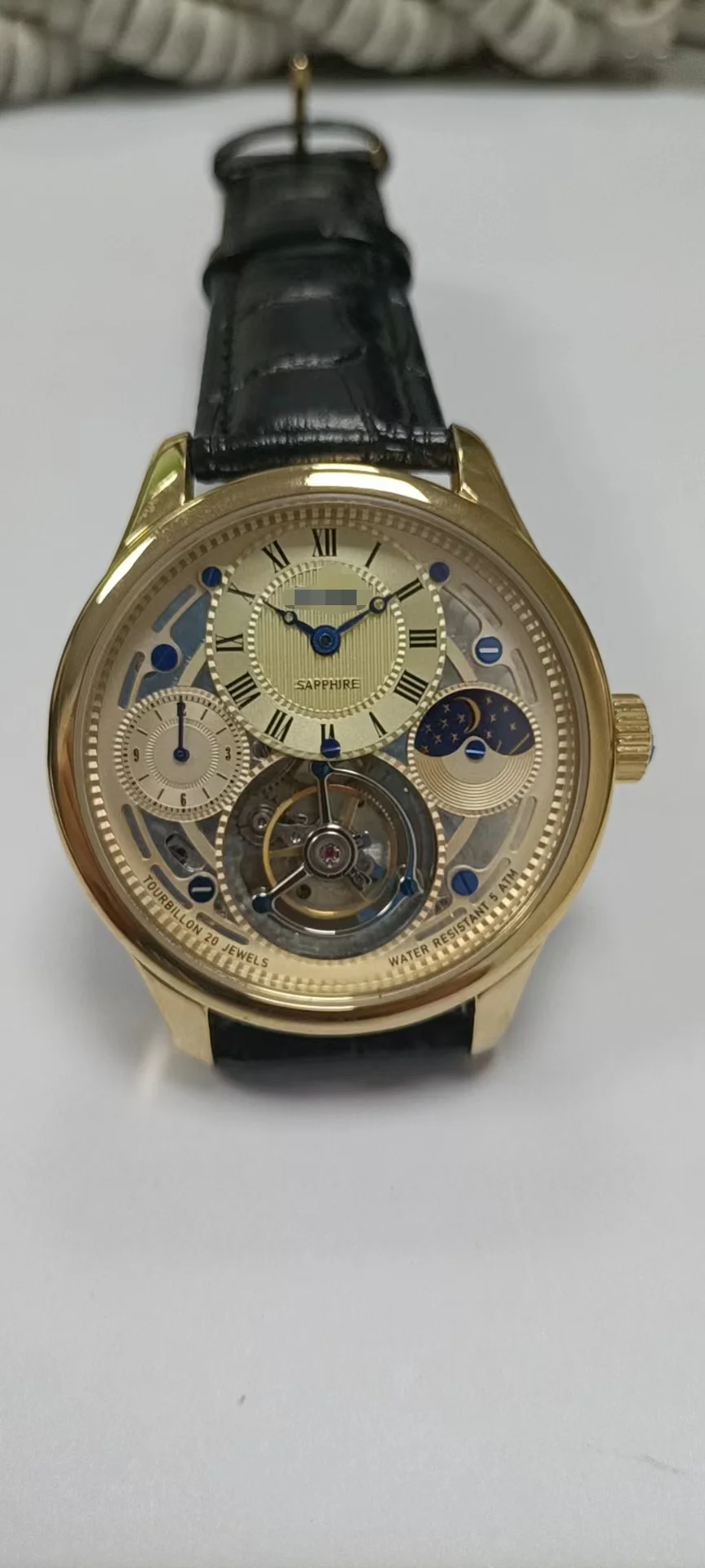 Custom Tourbillon Men Automatic Watch Watch Luxury Leather Mechanical ...