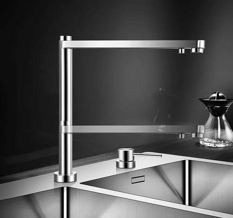 CE Sliver Hidden Flip Panel Kitchen Sink Intelligent Faucet Cup Rinser ...